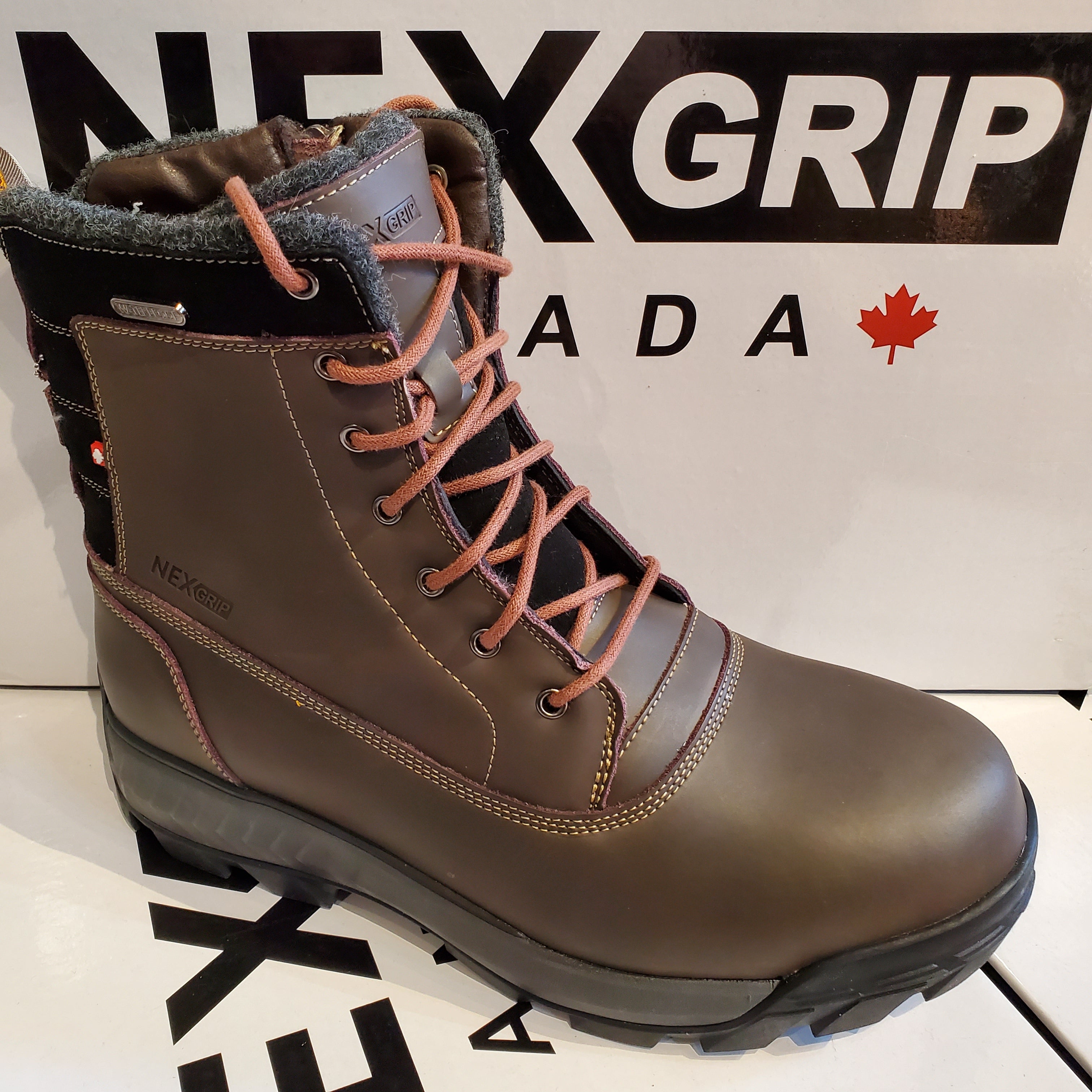 NexGrip Victor Brown Waterproof Mens Snow Boot with Retractable Ice Cl ...
